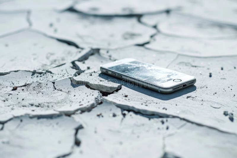 Discarded Cracked Phone on White Texture Abandoned Mobile with a ...