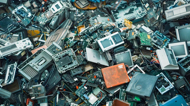 Discarded Electronics and E Waste Heap the Digital Scrap Pile of Technological Obsolescence ...