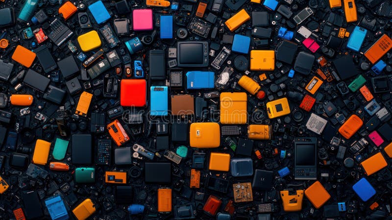 Discarded Electronics on White Background Stock Illustration ...