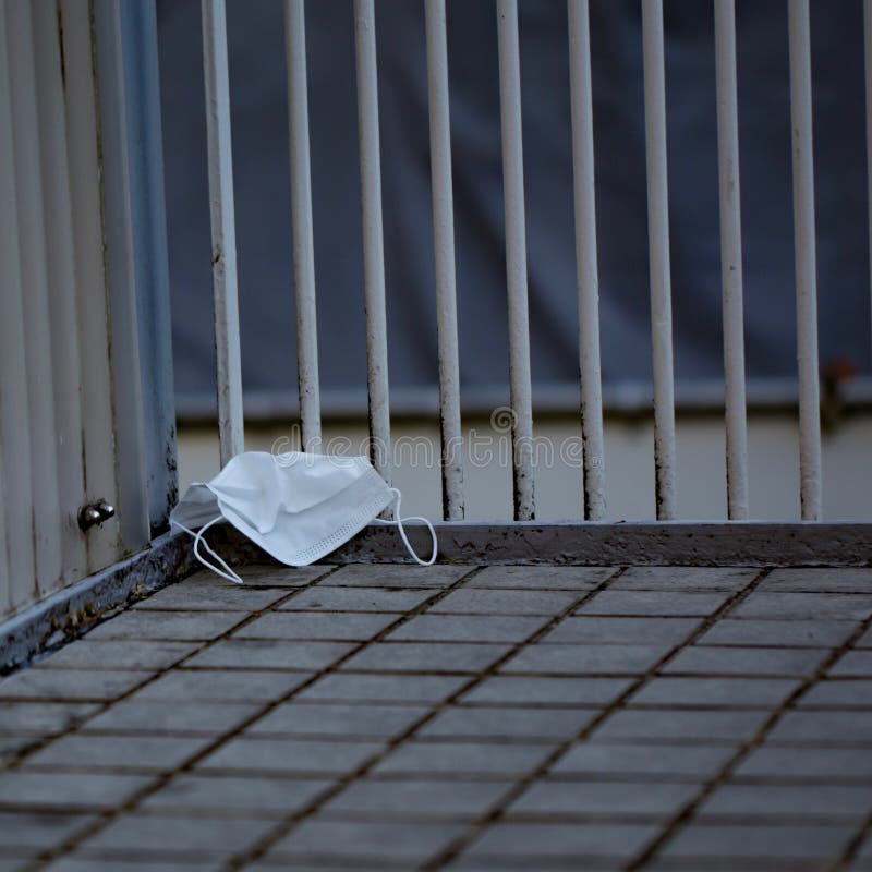 Discarded Face Mask in Osaka, Japan. Stock Photo - Image of fence ...