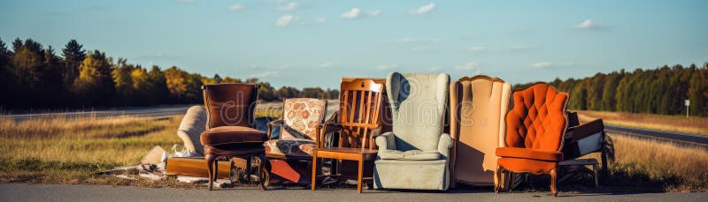 Discarded Furniture on the Side of the Road Panoramic Banner Stock ...