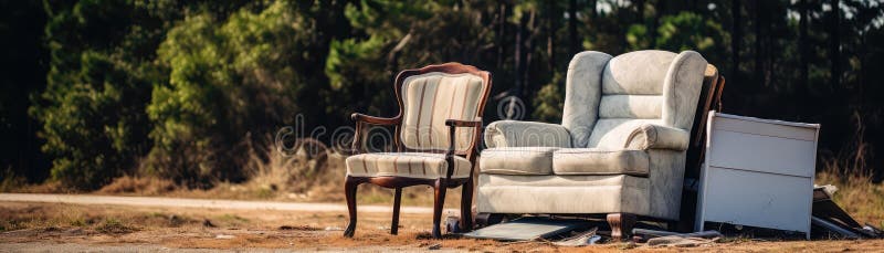 Discarded Furniture on the Side of the Road Panoramic Banner Stock ...