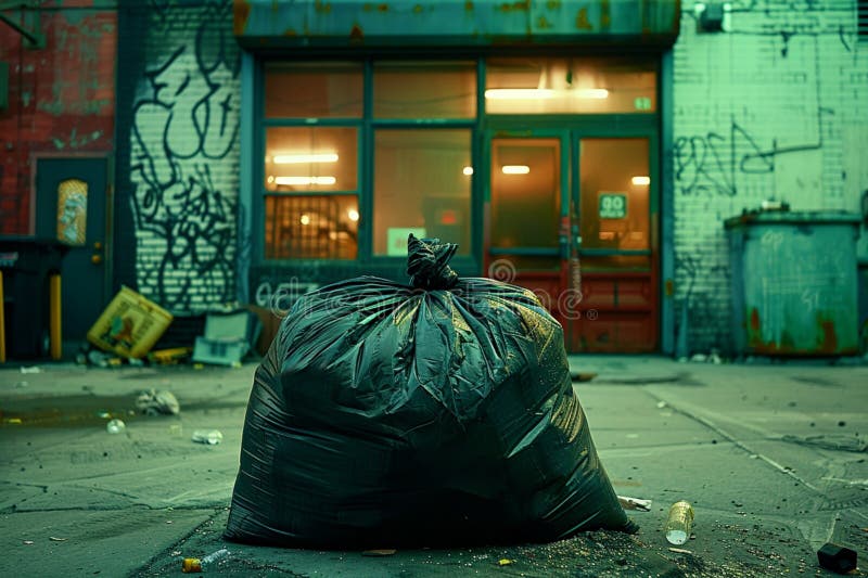 Discarded Garbage Bag Outside Building, Environmental Waste Concept ...