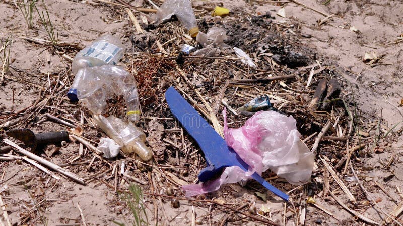 Discarded Garbage from Plastic Bottles, Plastic Bags in Sun in Forest ...