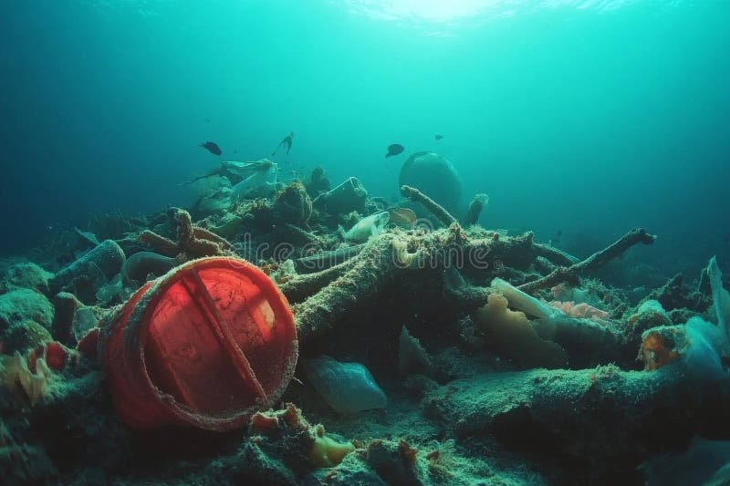 A Discarded Ghost Fishing Net Caught on a Tropical Coral Reef Stock ...