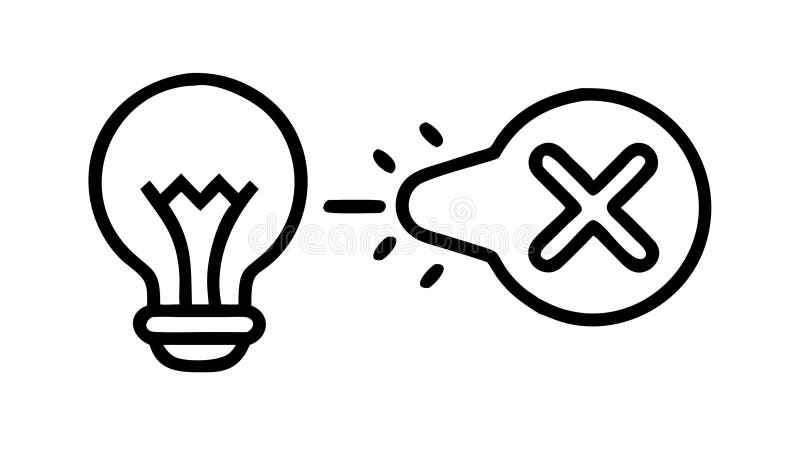 Discarded Idea Icon: Rejected Concept Failed Innovation, Vector Design ...