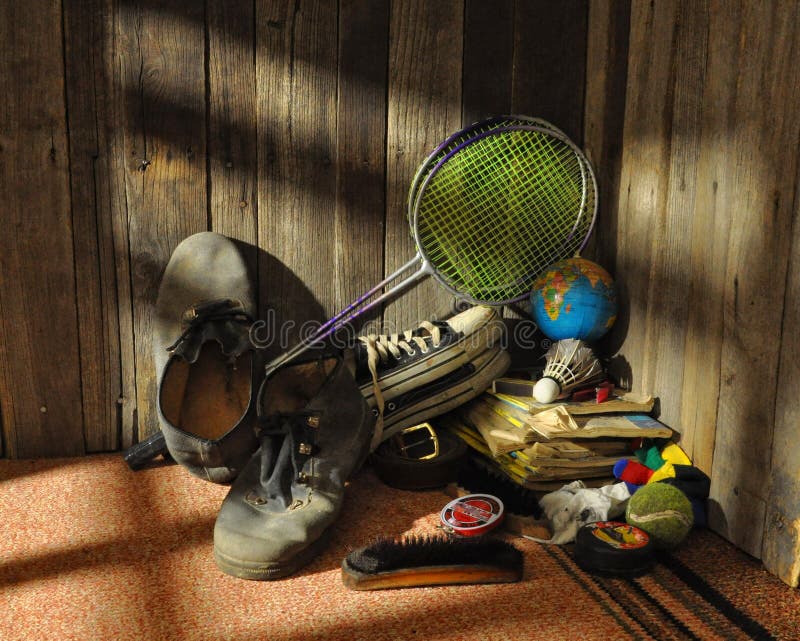 Discarded Items in the Corner Stock Image - Image of ball, shoe: 17943379