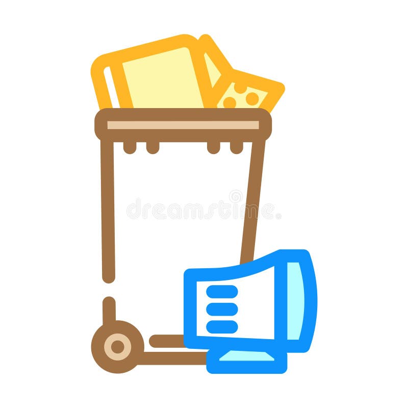 Discarded Laptops Monitors E Waste Pollution Color Icon Vector ...