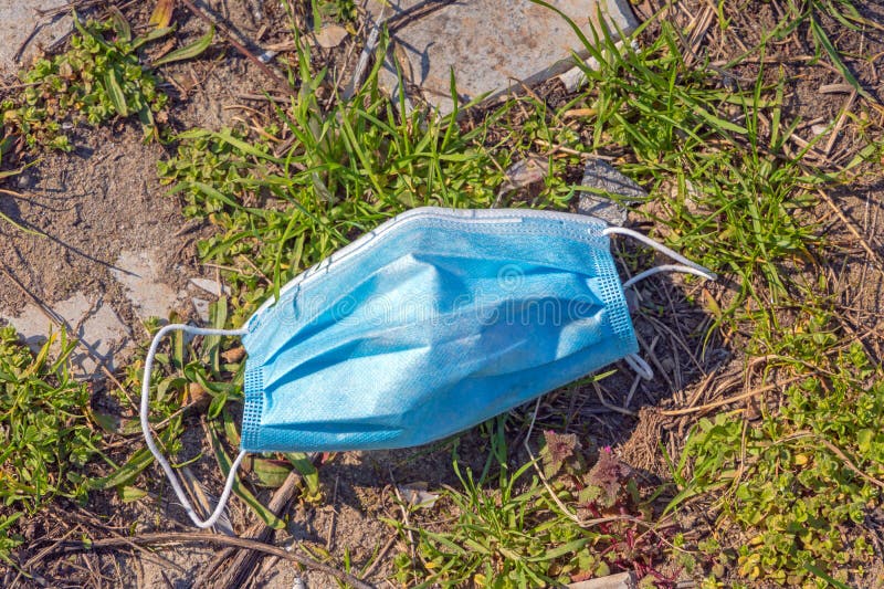 Discarded Medical Mask Litter Stock Image - Image of blue, mask: 243777221