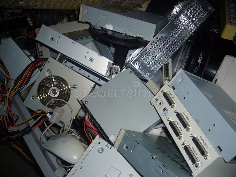 Discarded Obsolete Electronic Equipment Computer Scrap. Germany, Golm ...