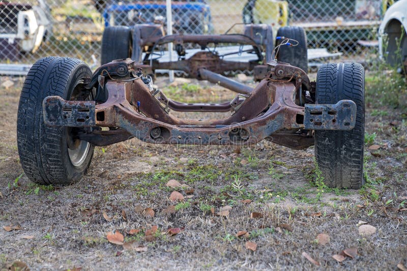 Discarded Old Car Chassis stock photo. Image of wheel - 204850304