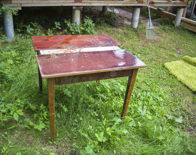 Discarded old table stock image. Image of table, surface - 288702407