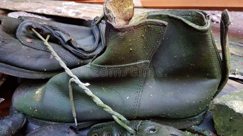 Old Worn Discarded Leather Boot Stock Image - Image of frayed, dirty ...