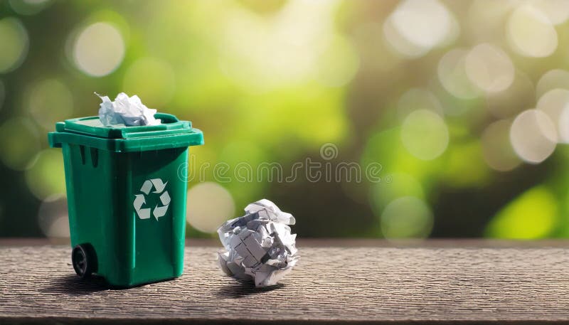 Discarded Paper and a Recycling Bin: Symbol of Sustainability and Eco ...