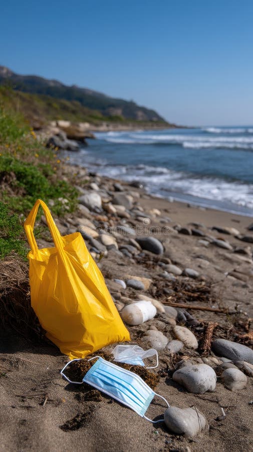 Discarded Personal Protective Equipment and Yellow Plastic Bag ...