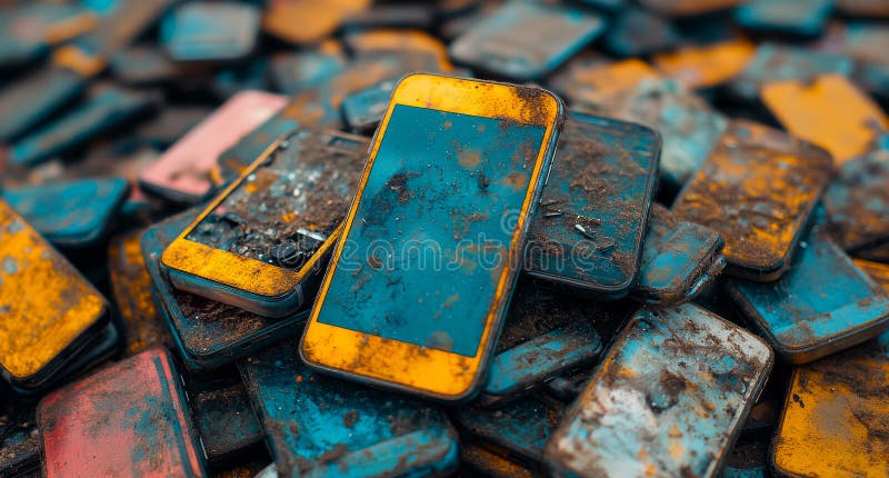 Discarded Phones Pile Up in a Junkyard Stock Image - Image of disposal ...
