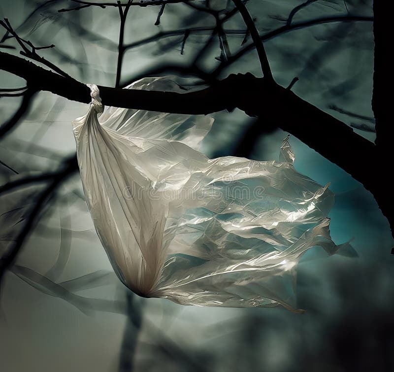 Plastic Bag Stranded in Nature Stock Illustration - Illustration of ...