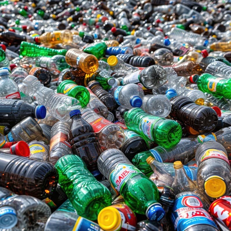 Discarded Plastic Bottles Spread Across a Recycling Yard Stock Photo ...