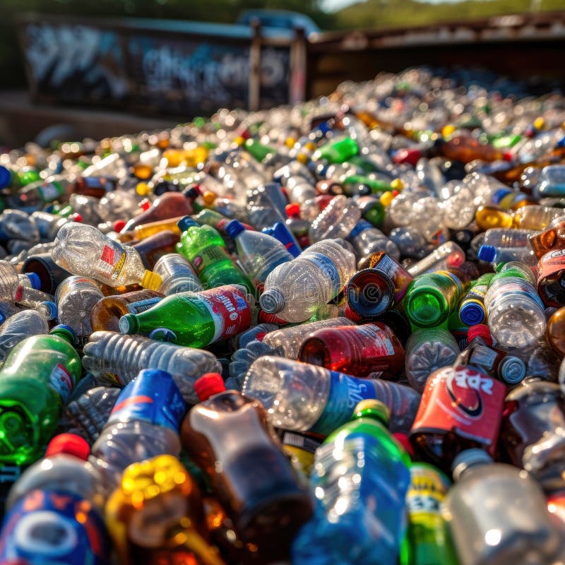 Discarded Plastic Bottles Spread Across a Recycling Yard Stock Photo ...