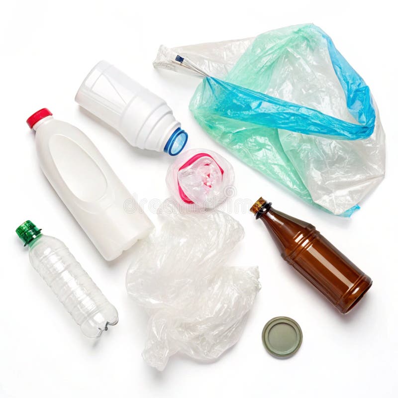 Discarded Plastic Waste, Food Wrappers, Trash Pile on Black Surface ...