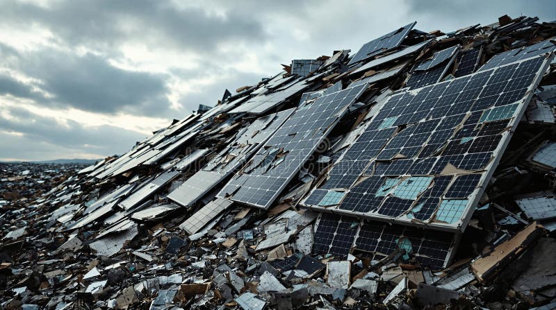 Discarded Solar Panels in Landfill Highlighting Environmental ...