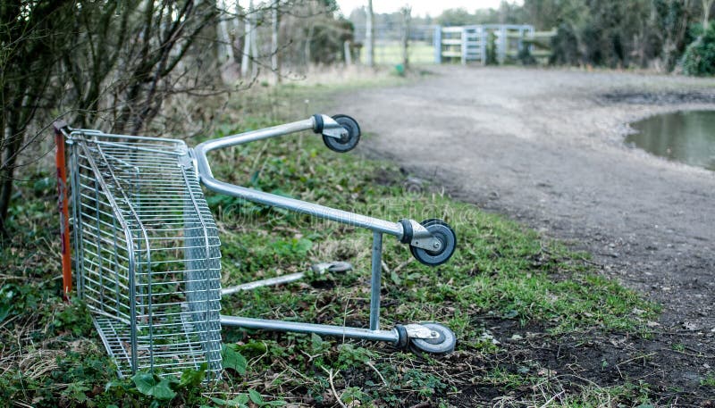 Discarded Supermarket Trolley Stock Photo - Image of discarded ...