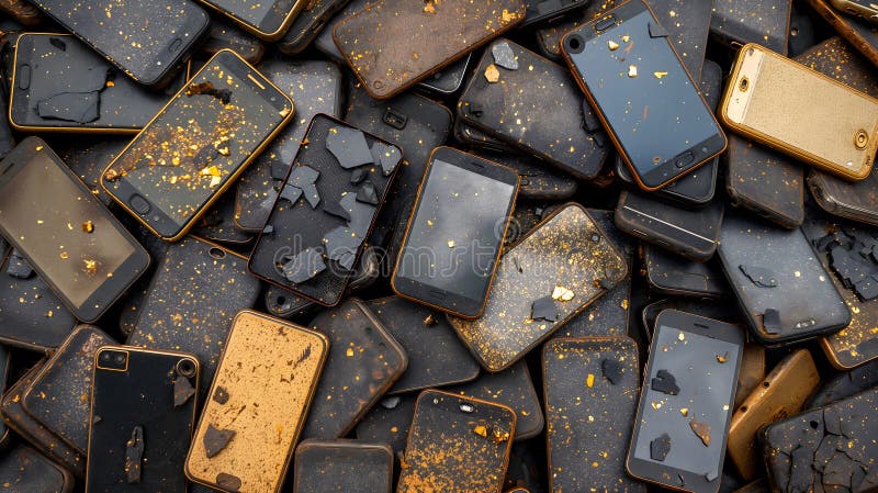 Discarded Technology Graveyard in Nature Stock Illustration ...