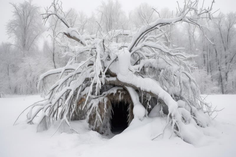 Discarded Tree Buried Under Heavy Snowfall Outdoors Stock Photo - Image ...
