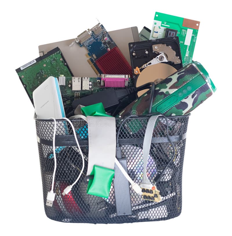 Discarded, Used and Old Computer Hardware Electronics Scraps. Isolated ...