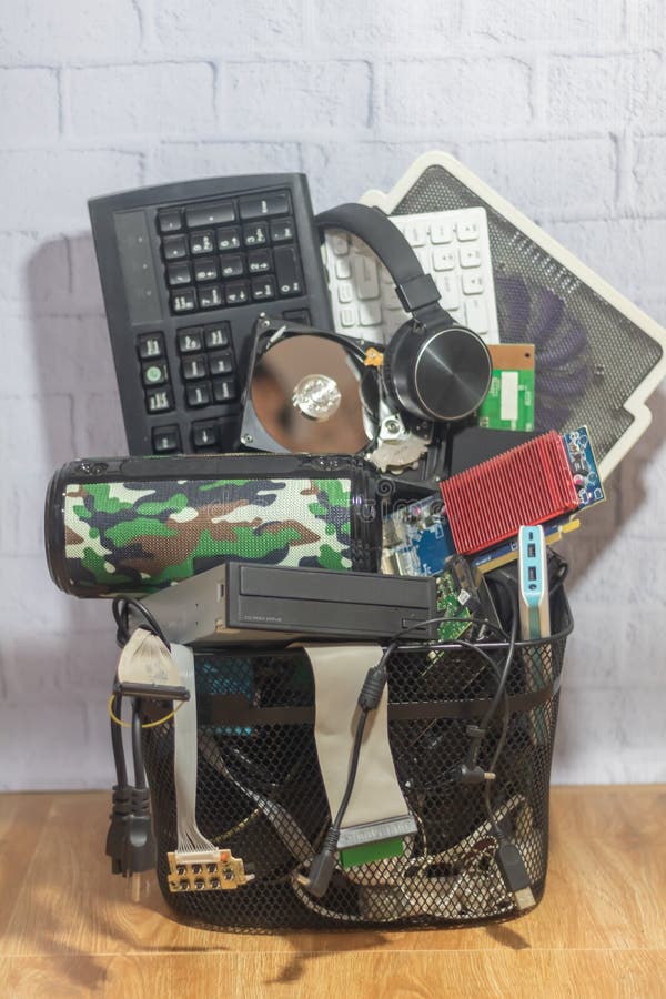 Discarded, Used and Old Computer Hardware Electronics Scraps. Isolated ...