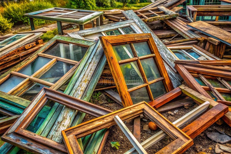 Discarded Wooden Window Frames Stock Illustrations – 4 Discarded Wooden ...