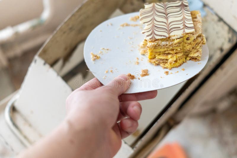 Discarding a Brownie into a Trash Chute, Indoor Closeup Stock Image ...