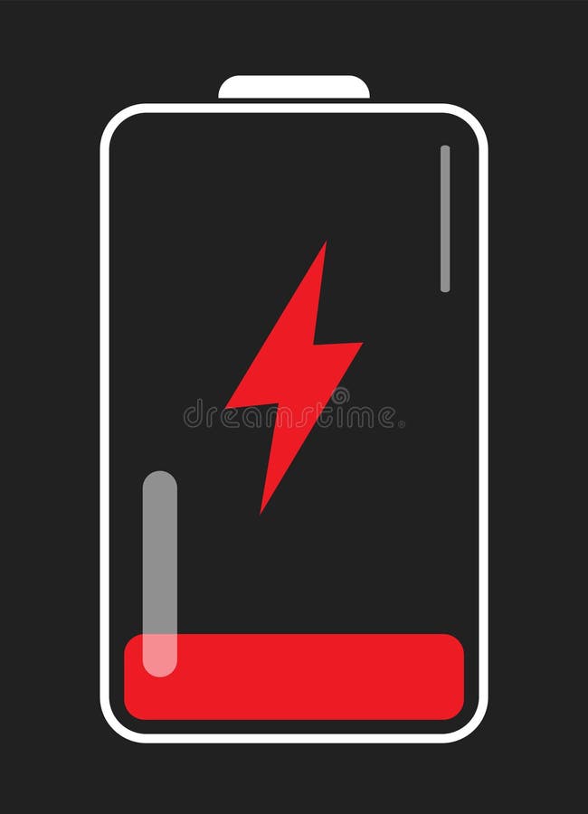 Discharged Battery Icon. Red Low Battery Icon. Battery Charge Indicator ...