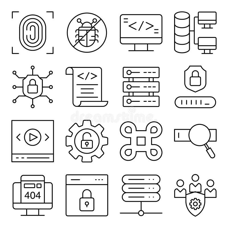 Pack of Smart Security Linear Icons Stock Vector - Illustration of file ...