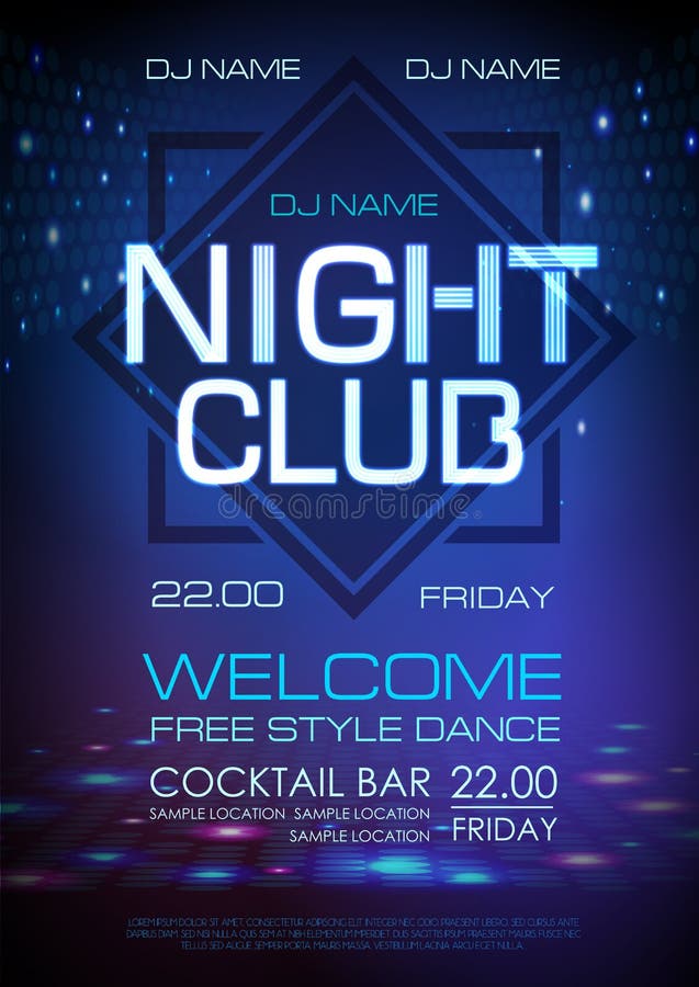 Disco Abstract Background. Neon Sign Night Club Poster. Stock Vector ...