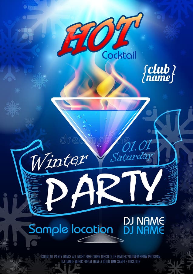 Snow Party Flyer. Abstract Winter Poster Background. Vector ...