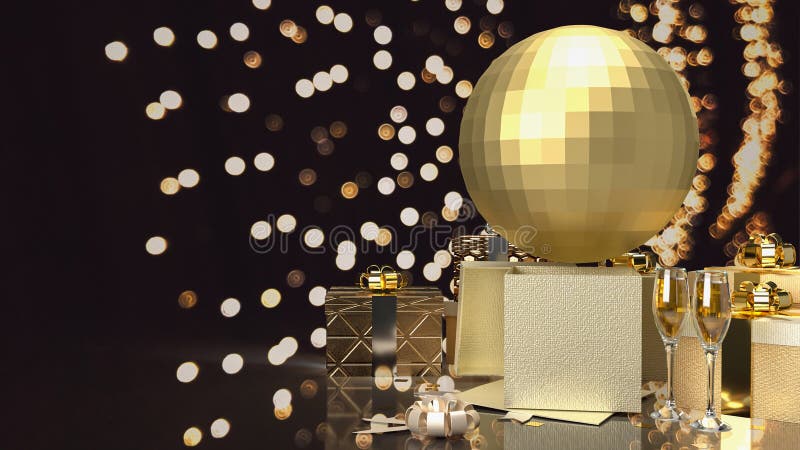 The Disco Ball or Mirror Ball and Gift Box for Party Concept 3d ...