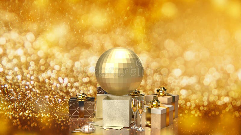 The Disco Ball or Mirror Ball and Gift Box for Party Concept 3d ...
