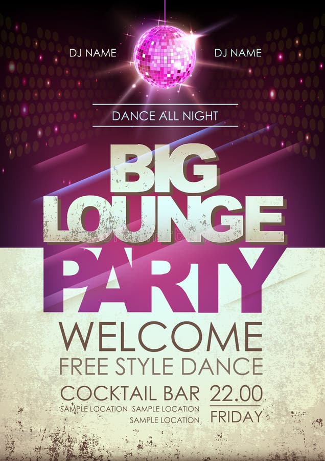 Disco Ball Background. Disco Big Lounge Party Poster on Open SpaDisco ...