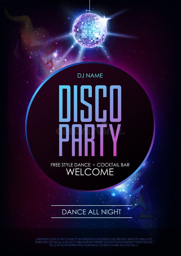 Disco Ball Background. Disco Party Poster on Open Space Background ...