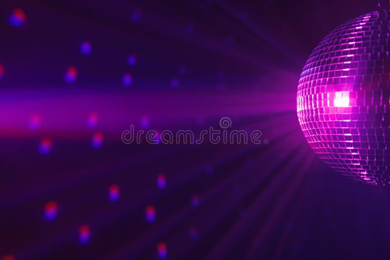 Disco Ball Background with Purple Shiny Rays Stock Image - Image of ...