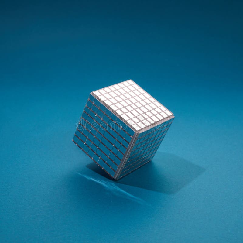 Disco Ball Cube on Aqua Background. Minimal Abstract Concept Stock ...