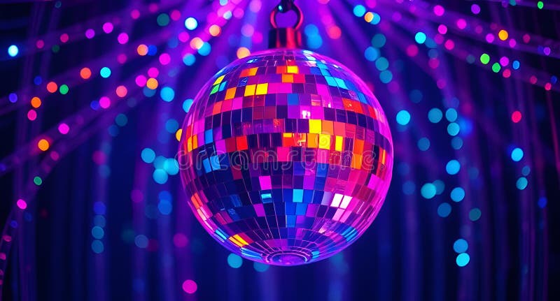 A Disco Ball with Disco Lights Color Concept Stock Illustration ...