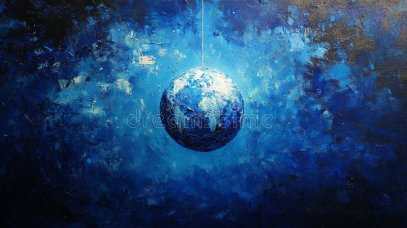 Disco Ball Earth Hanging in a Blue Starry Night Sky Stock Illustration ...