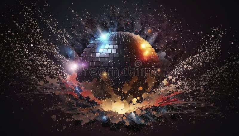 Disco Ball Explosion. Generative AI Stock Illustration - Illustration ...
