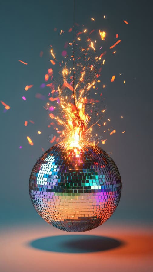 Disco Ball with Fiery Explosion Effect Stock Photo - Image of ...