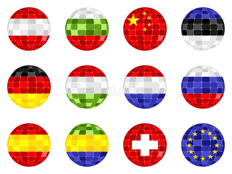 Country flags on ball stock vector. Illustration of circle - 8602793