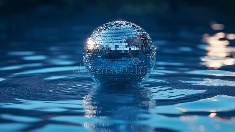 Disco Ball Floating on Water Reflecting Light during Calm Evening Hours ...