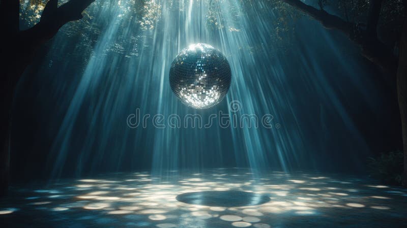 Disco Ball in a Forest with Sun Rays Creating Patterns, Mystical ...