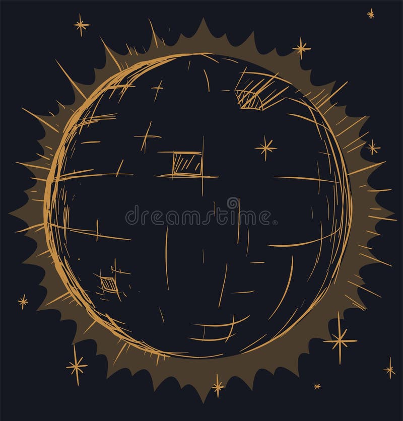 Disco Ball with Glows and Stars in Hand Drawn Style , Vector ...